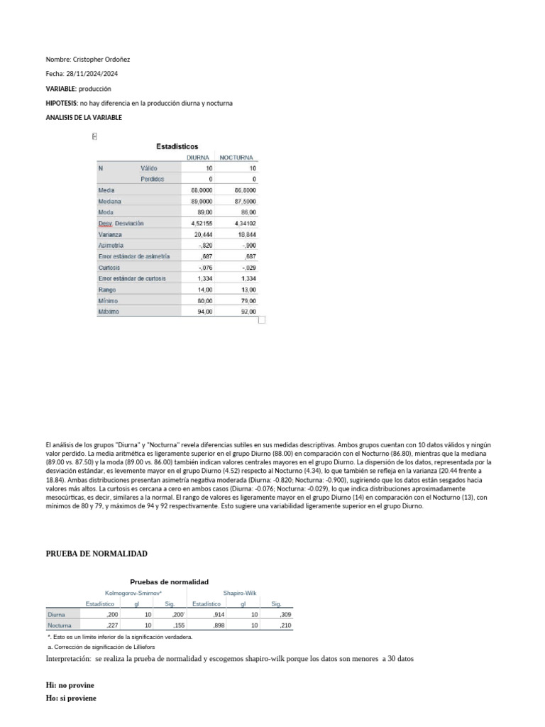 Análisis Comparativo de Producción Diurna y Nocturna | PDF ...
