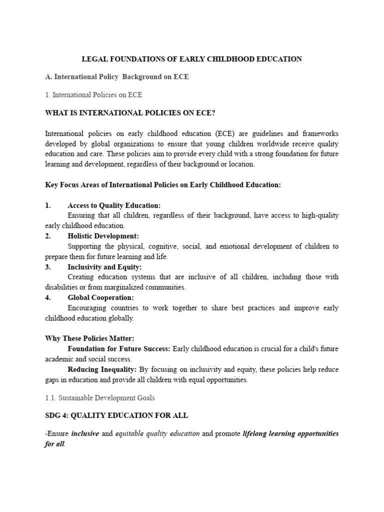 Legal Foundations of Early Childhood Education | PDF | Early Childhood ...