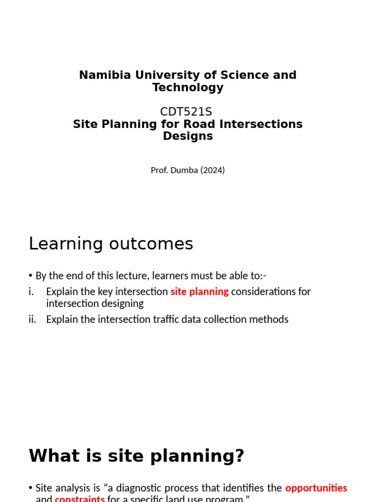 Lecture 5 - Planning and Design Considerations For Road Intersections ...