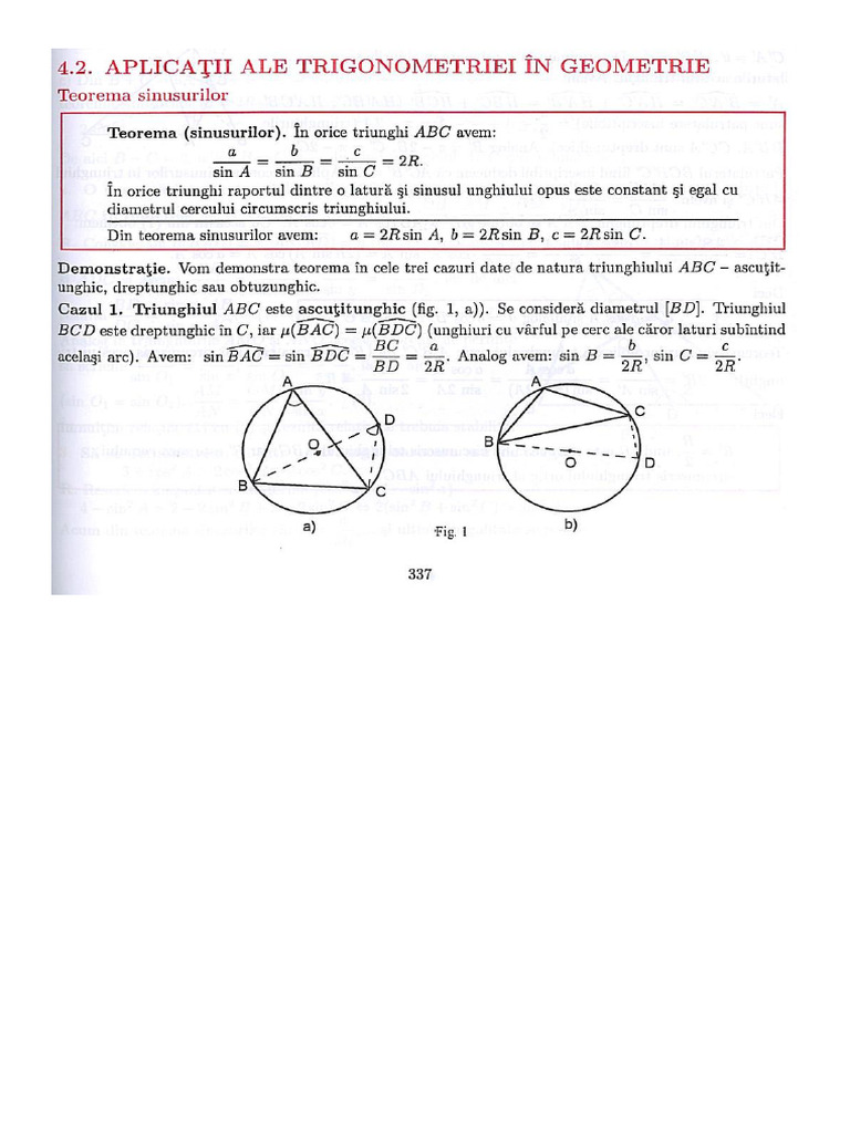 7.2 Aplicatii Ale Trigonometriei in Geometrie | PDF