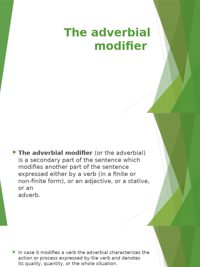 Adverbial Modifiers Explained | PDF | Adverb | Preposition And Postposition