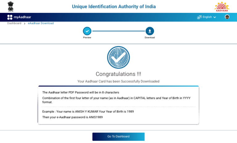 MyAadhaar - Unique Identification Authority of India Government of ...