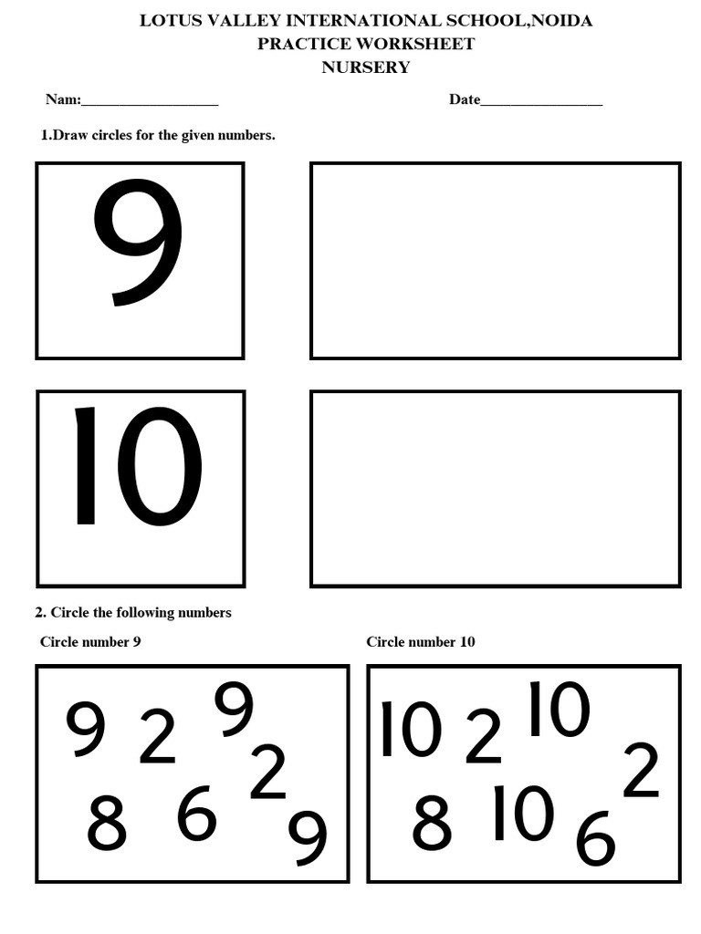 Nursery Number Practice Worksheet | PDF
