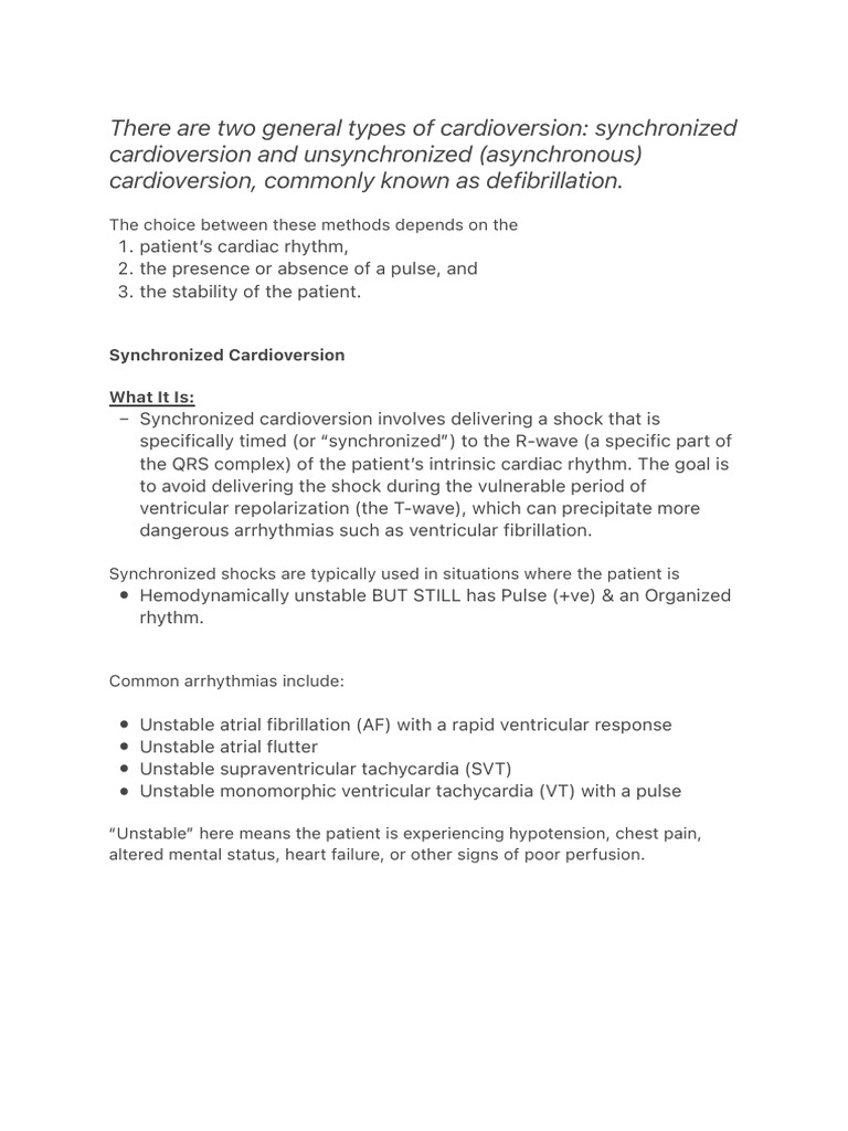 Cardioversion: Synchronized Cardioversion | PDF