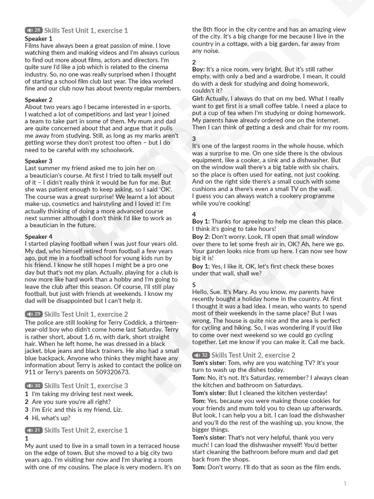 Repetytorium 8klasisty cz1 Tapescript | PDF