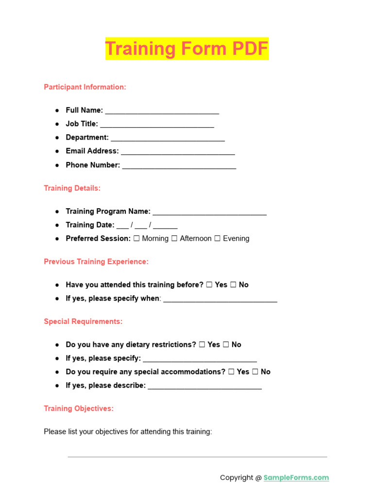 Training Form PDF | PDF
