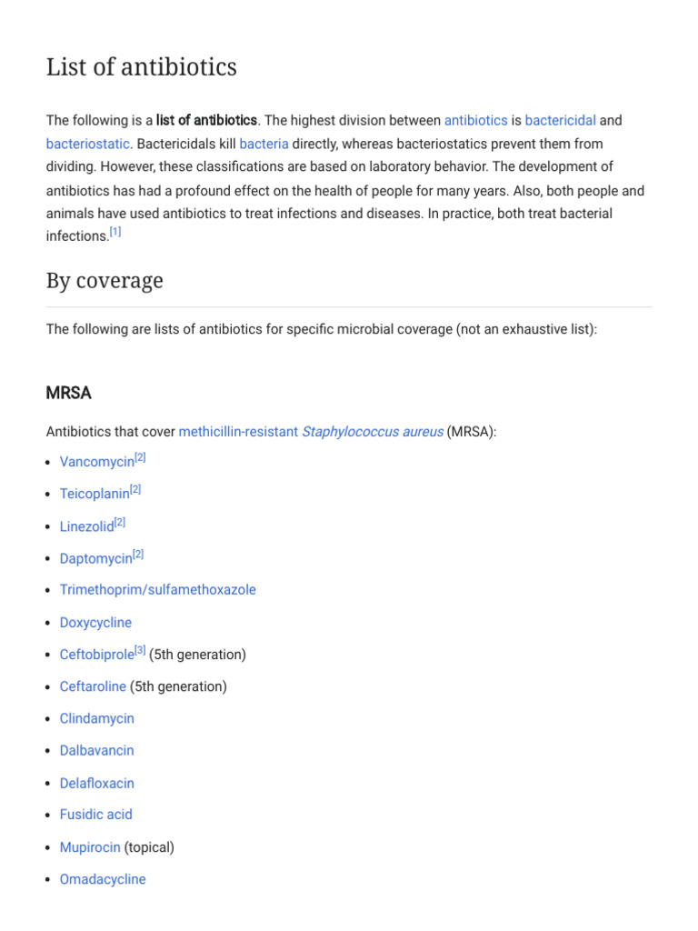 List of Antibiotics - Wikipedia | PDF | Antibiotics | Drugs