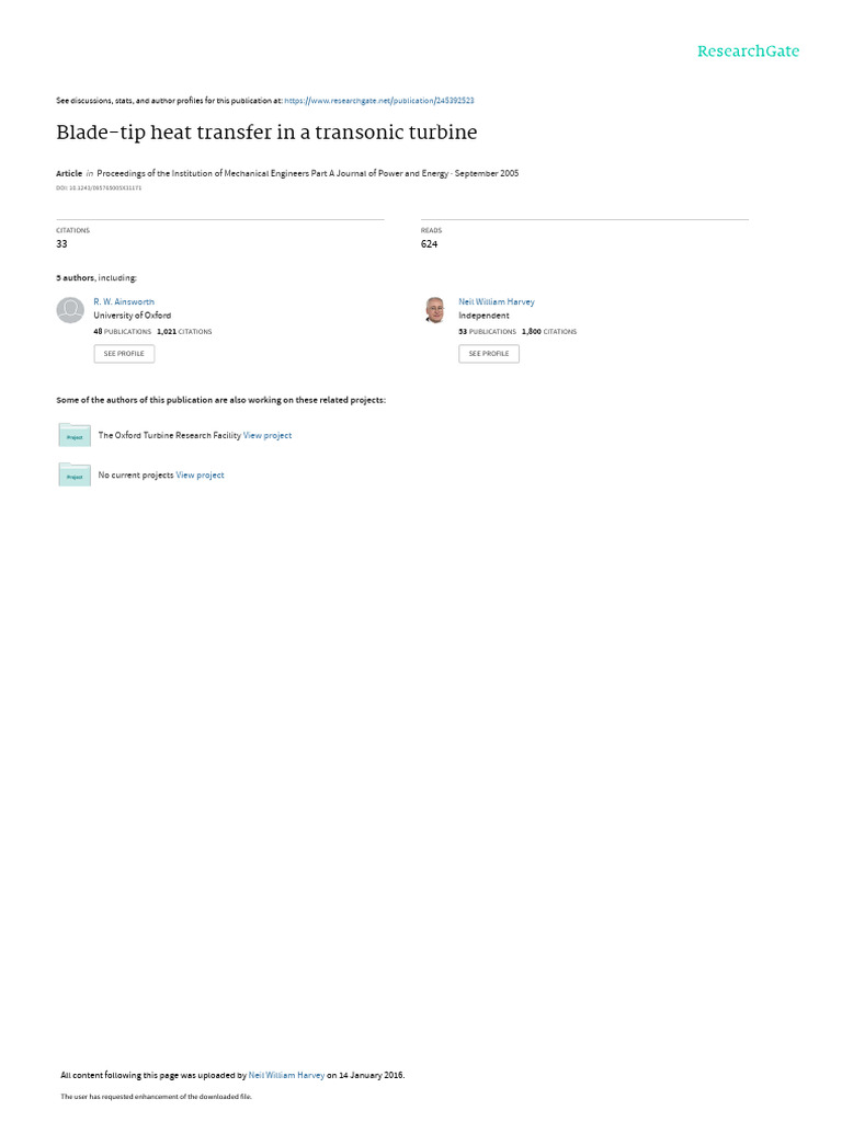 2005-Blade-Tip Heat Transfer in A Transonic Turbine | PDF | Turbine ...