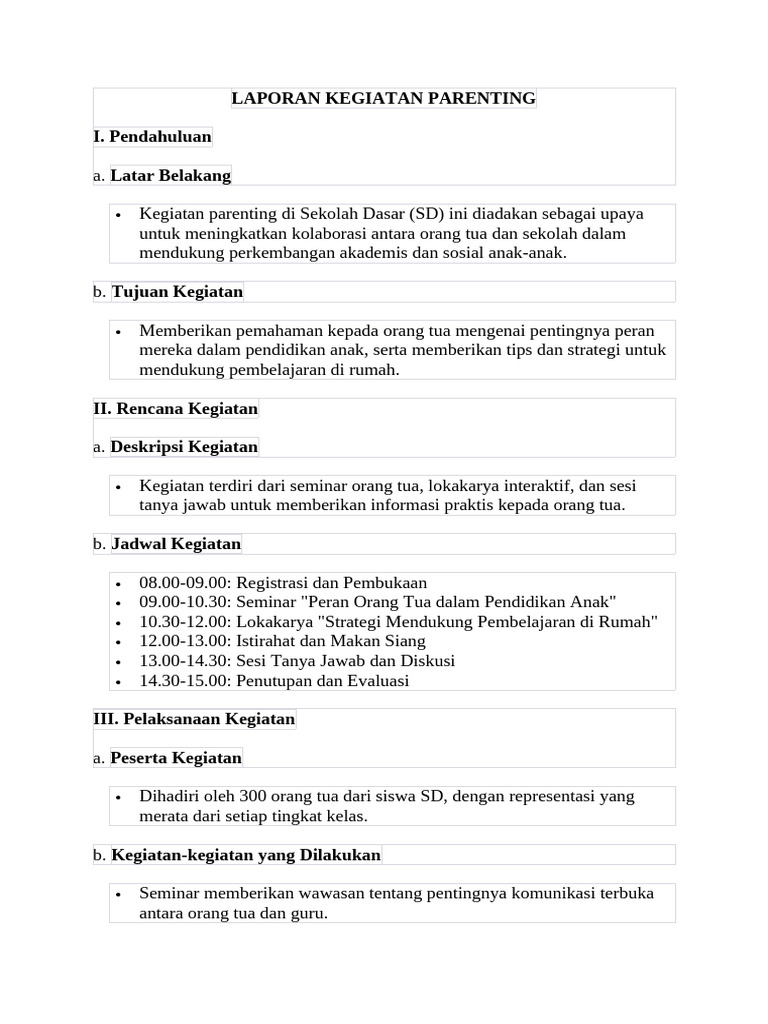 Laporan Kegiatan Parenting SD | PDF
