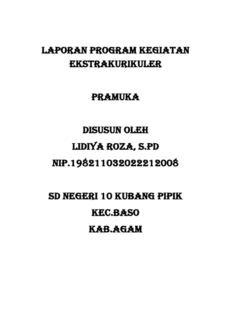 Laporan Program Kegiatan Ekstrakurikuler | PDF