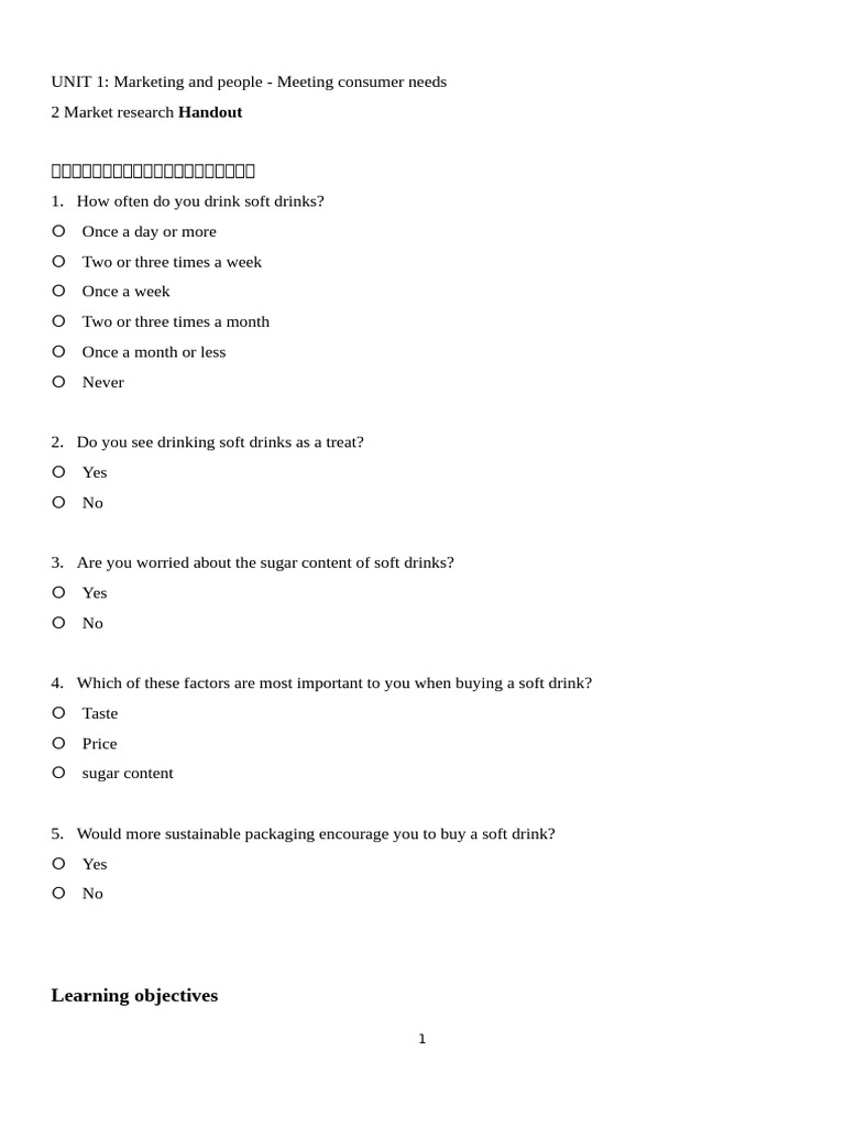 2 Market Research Handout | PDF | Sampling (Statistics) | Marketing ...