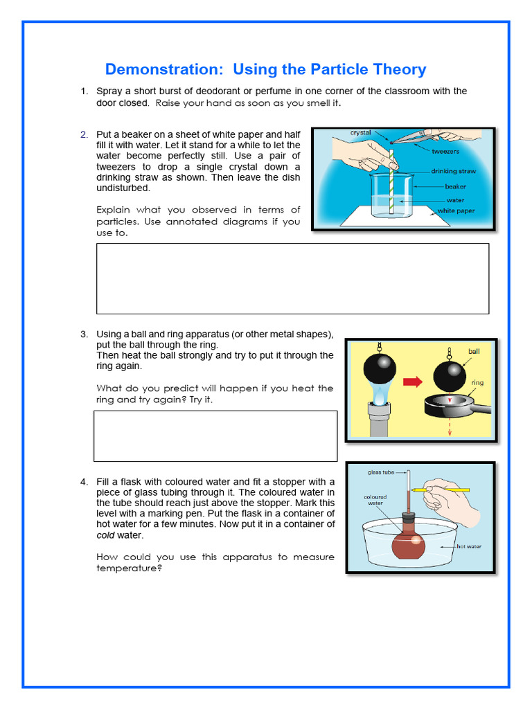 Demonstration Using The Particle Theory | PDF