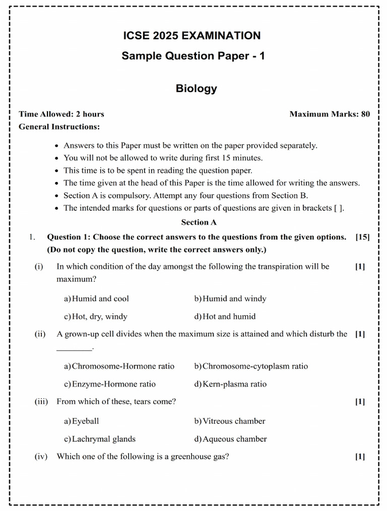 Biology Sample 1 | PDF