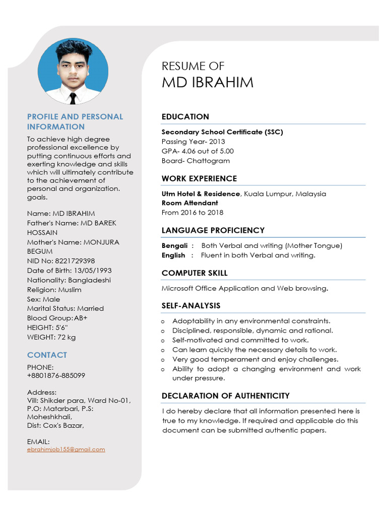 MD IBRAHIM Resume | PDF