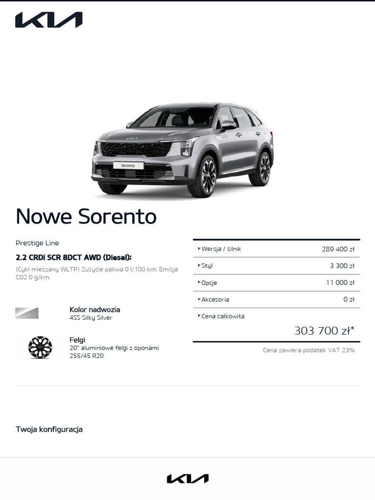 Kia Configurator Nowe - Sorento Prestige - Line 20250121 | PDF