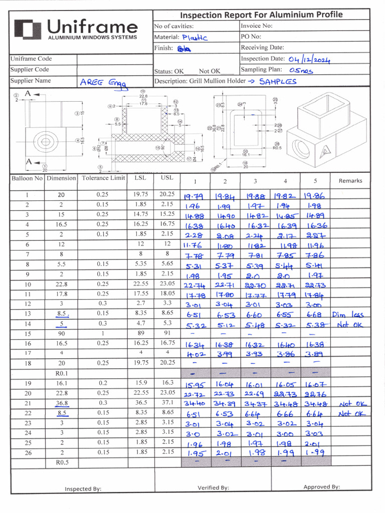 Grill Mullion Holder - Dimension Report | PDF