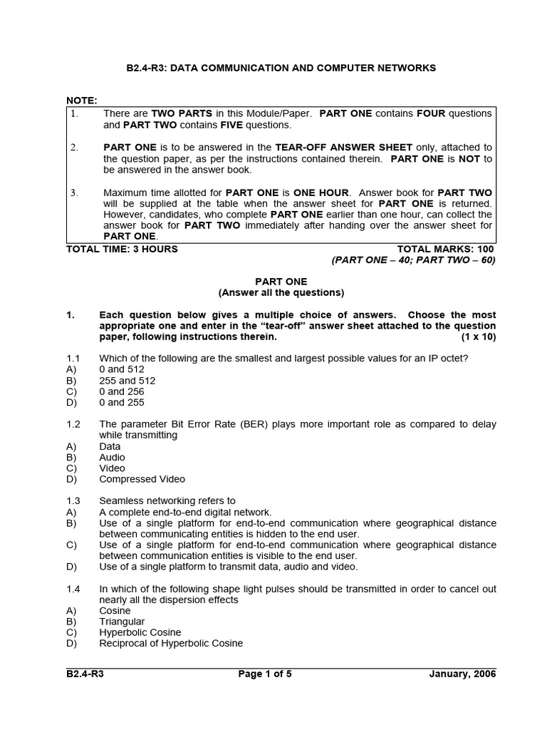 (WWW - Entrance-Exam - Net) - DOEACC, B Level Course, Data Communication & Computer Networks ...