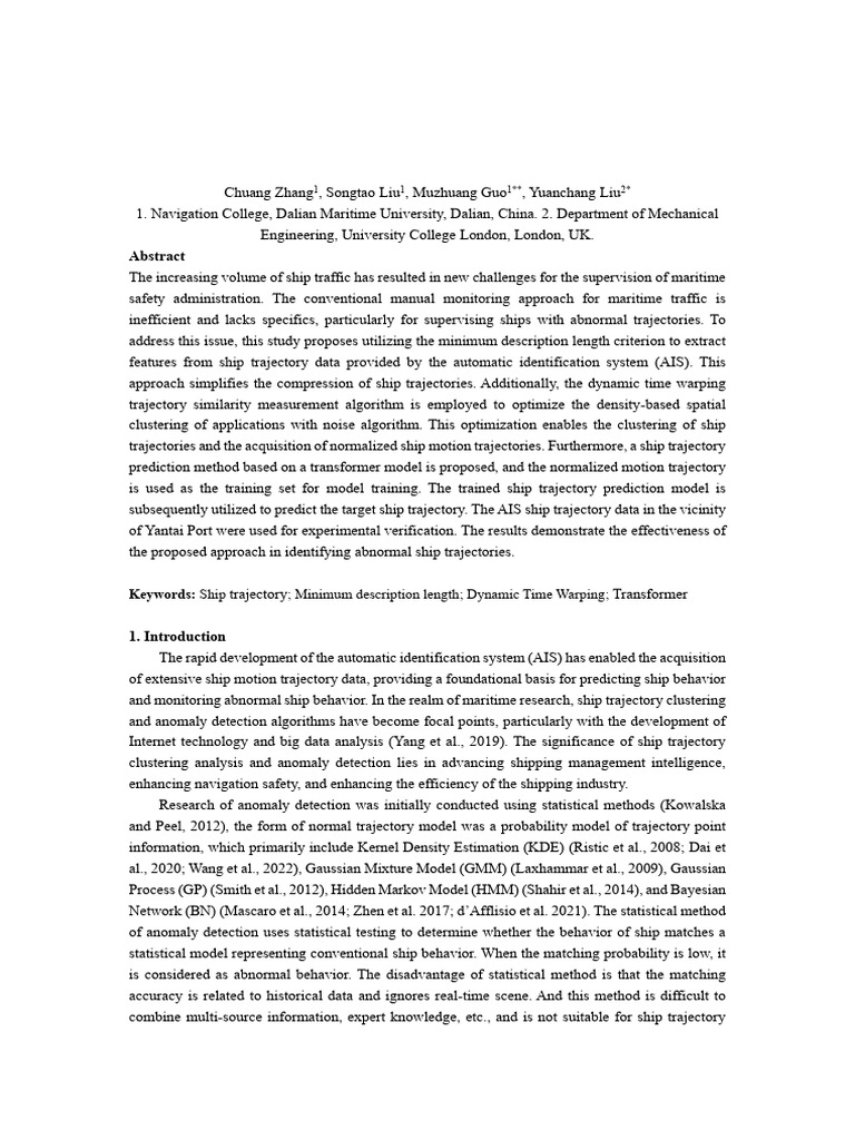 AIS-Based Ship Trajectory Analysis | PDF | Cluster Analysis | Artificial Neural Network