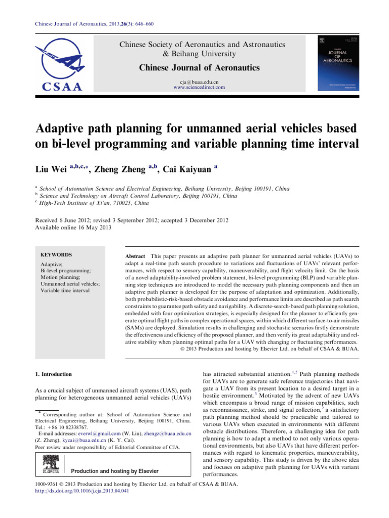Adaptive Path Planning For Unmanned Aerial Vehicle | PDF | Unmanned Aerial Vehicle ...