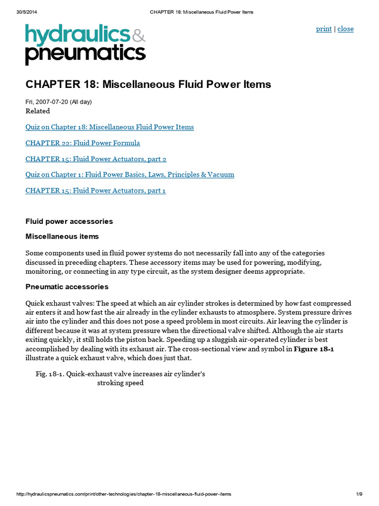 CHAPTER 18 - Miscellaneous Fluid Power Items | PDF | Valve | Flow ...