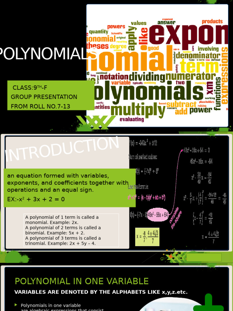 Polynomials Class 9th | PDF | Polynomial | Mathematics Of Computing