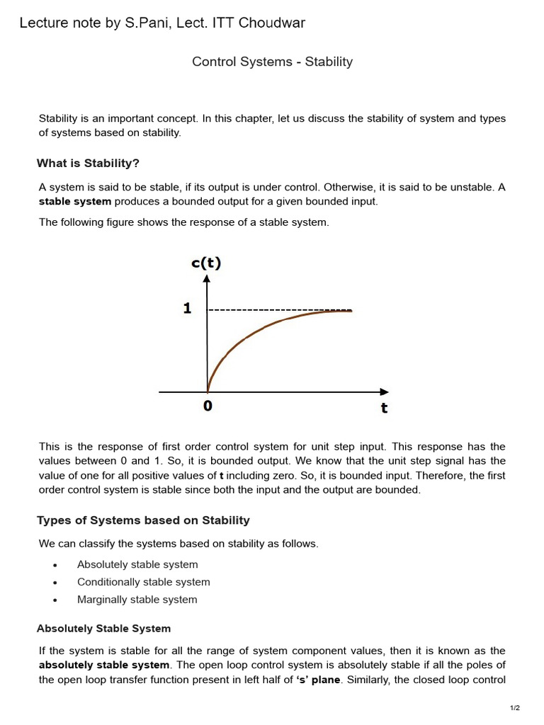 Stabilitas Sistem Kontrol | PDF | Applied Mathematics | Control Theory