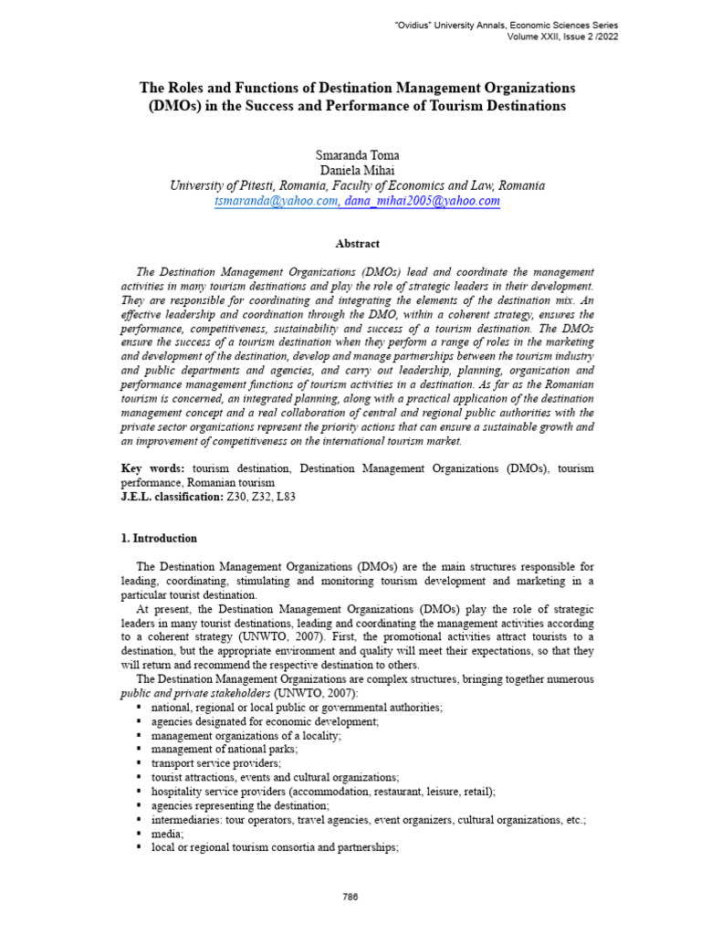 The Roles and Functions of Destination Management Organizations (Dmos ...