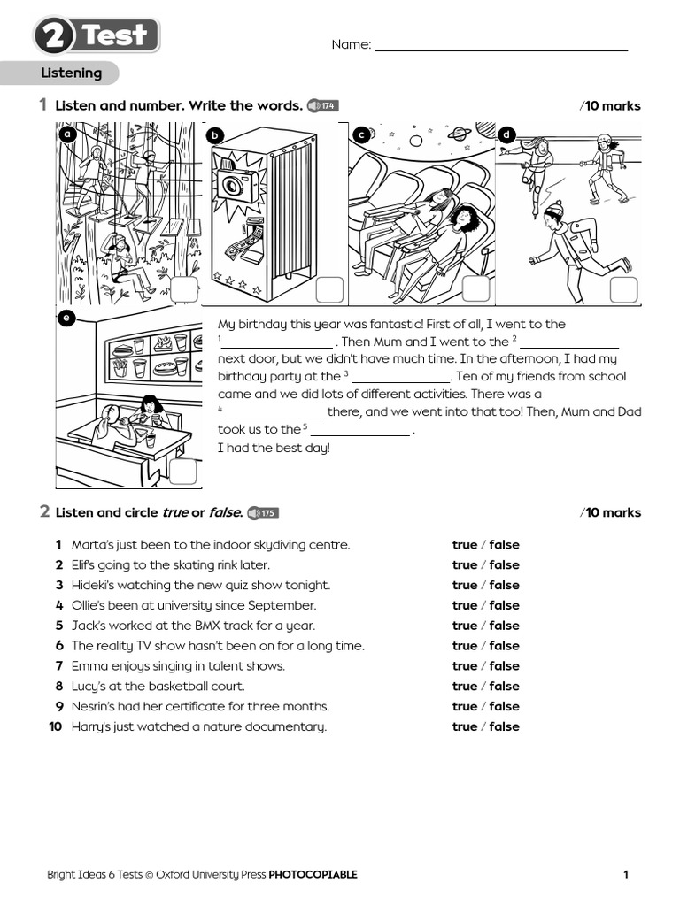 Bright Ideas 6 Unit 2 Test | PDF