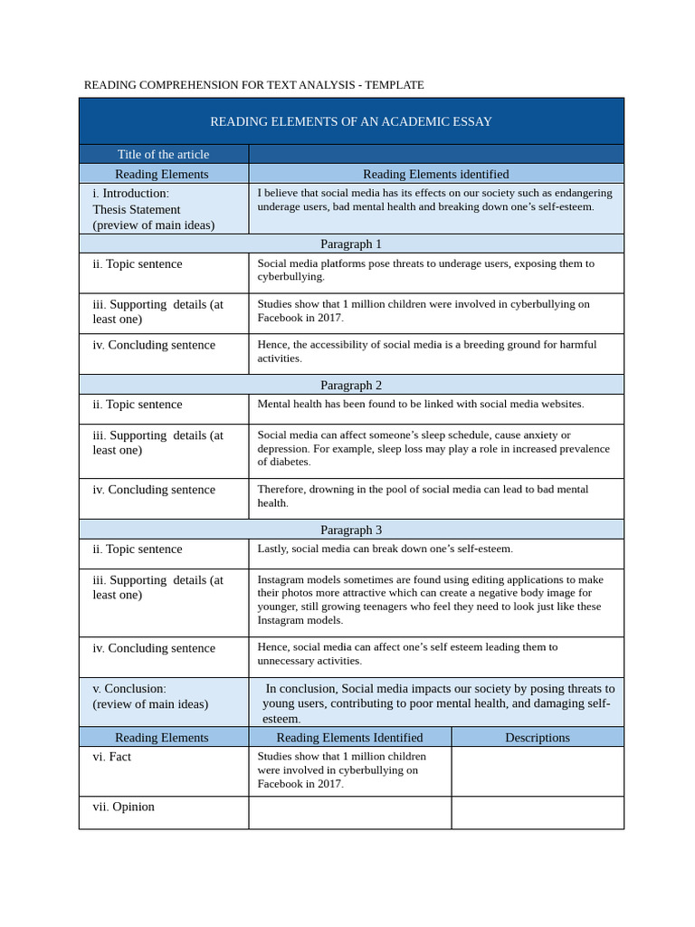 LCC022 - Reading For Text Analysis - Rta Assessment Template | PDF ...