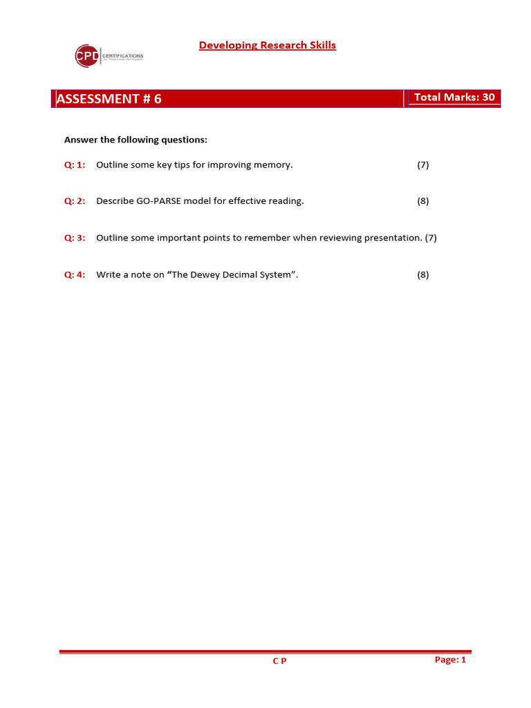 Ssignment 6 Developing Research Skills | PDF