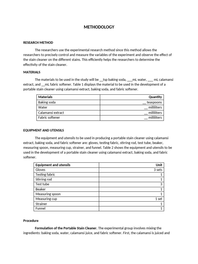 Methodology | PDF | Spoon | Experiment