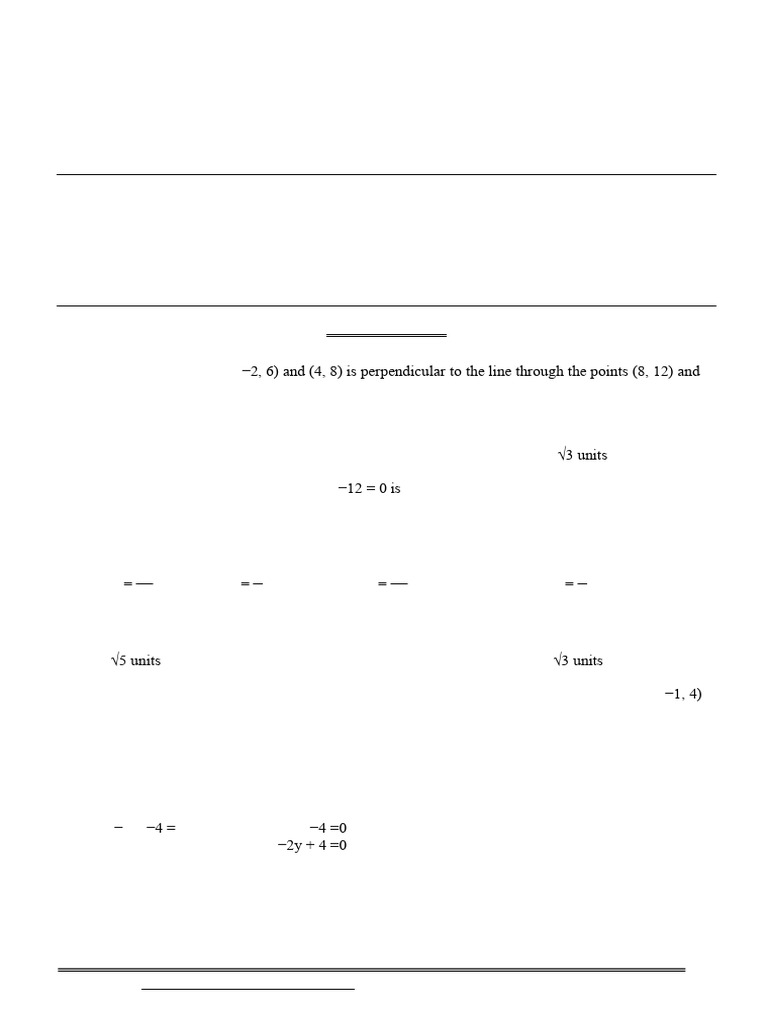 Maths Class Xi Straight Lines and Conic Sections Practice Paper 16 2024 QP | PDF | Perpendicular ...