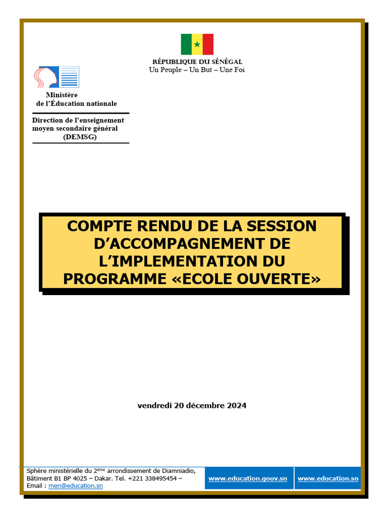 Compte Rendu : Programme École Ouverte | PDF