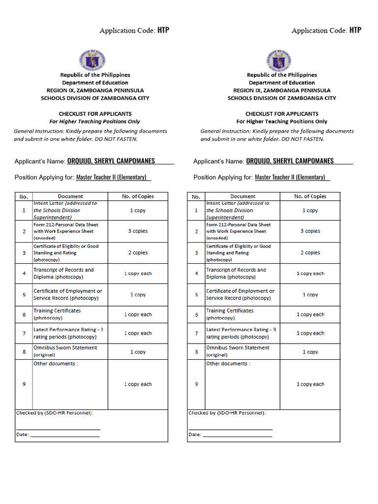 Deped Zc-hrmpsb Annex c - Htp- Orquijo, Sheryl Campomanes (2) | PDF
