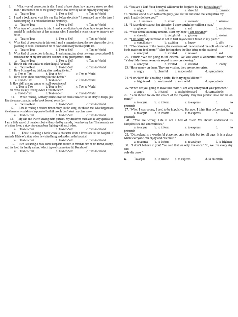 quiz in English 9 | PDF