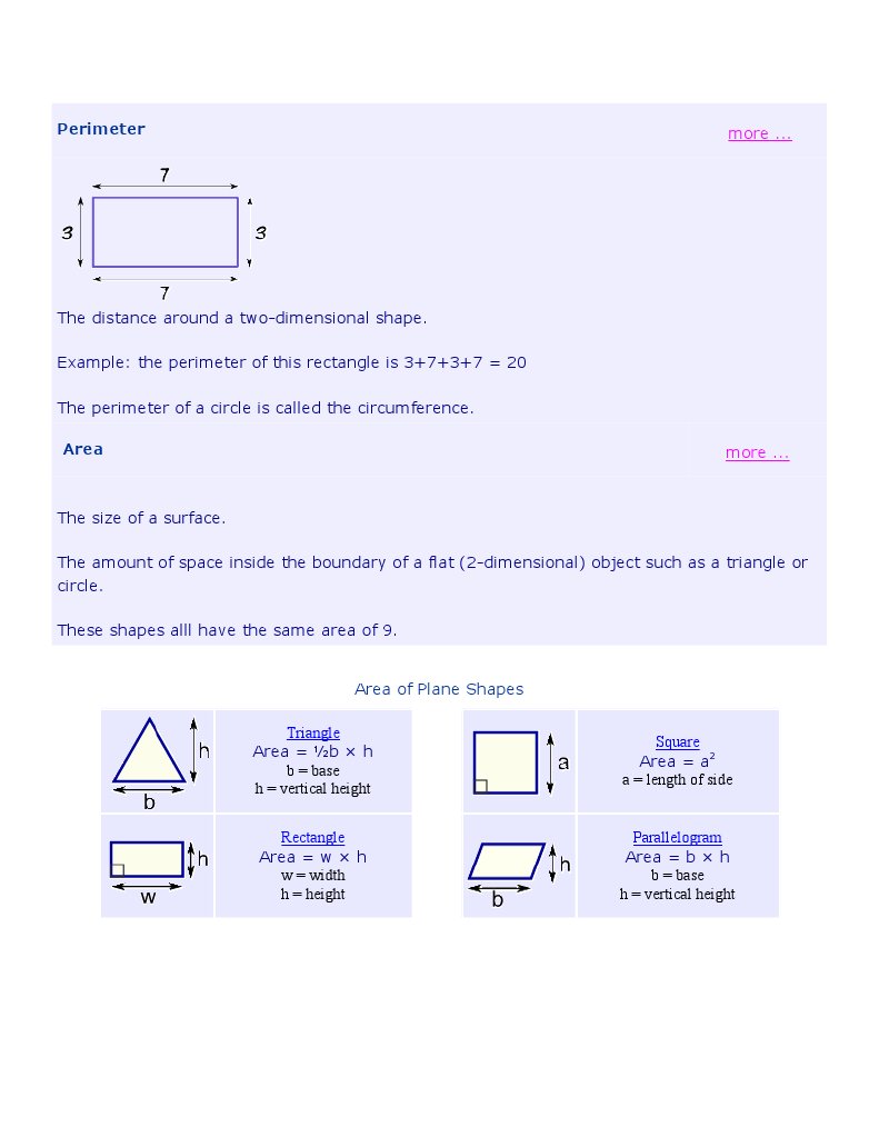 Area&Perimeter Definition | PDF | Science & Mathematics