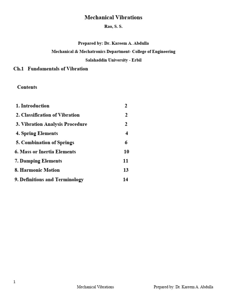 Mechanical Vibrations Fundamentals Guide | PDF | Damping | Oscillation