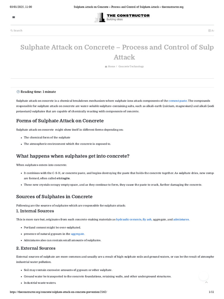 Concrete Sulphate Attack Guide | PDF | Concrete | Materials