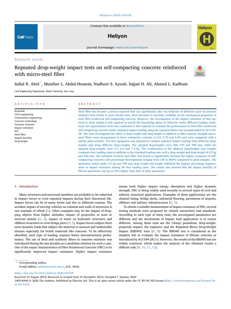 Repeated Drop-Weight Impact Tests On Self-Compacting Concrete ...