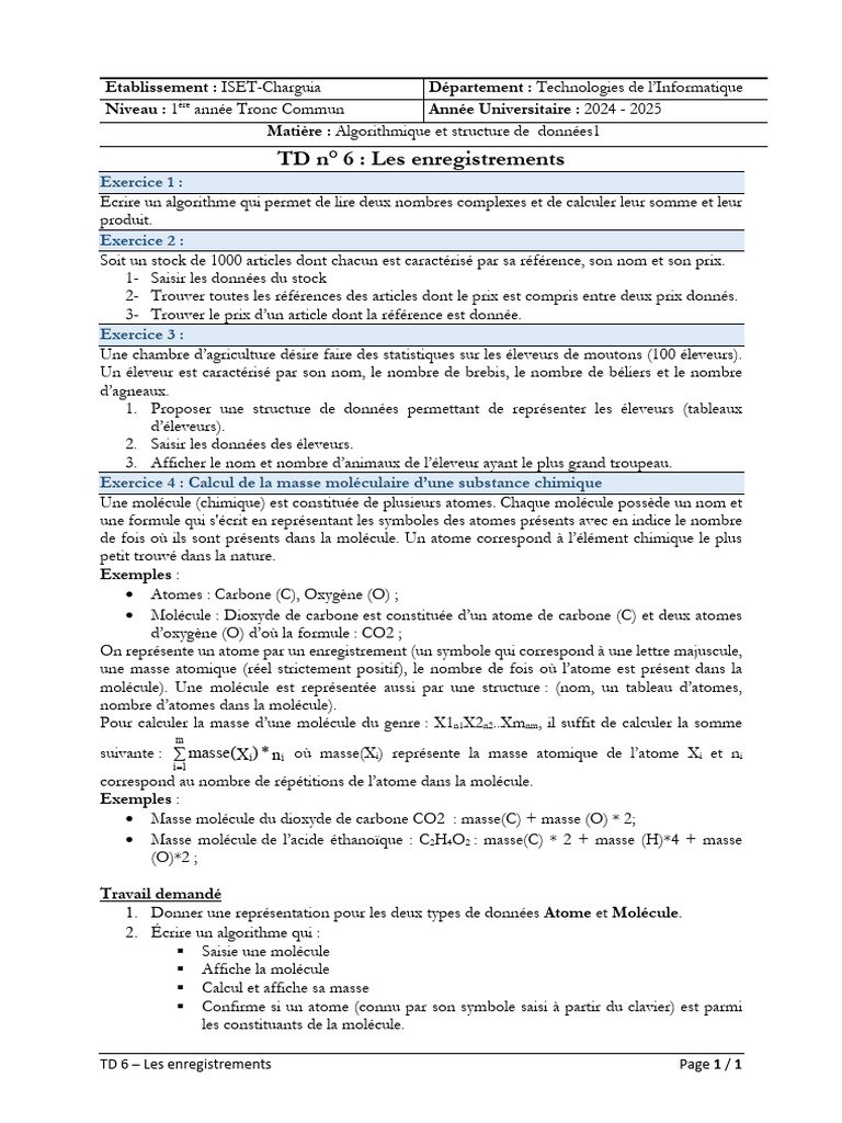 Algorithmes et Structures de Données | PDF | Atomes | Chimie