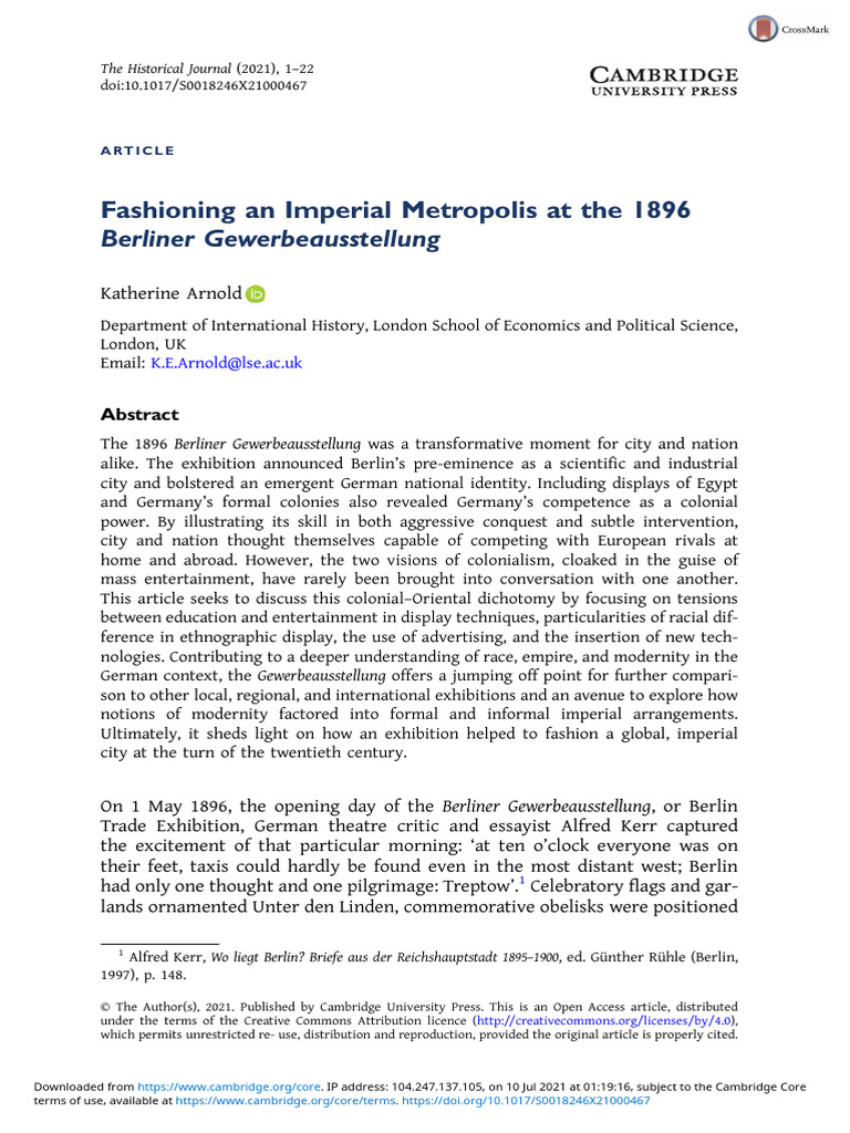 Fashioning_an_Imperial_Metropolis_at_the_1896_Berl | PDF | Colonialism