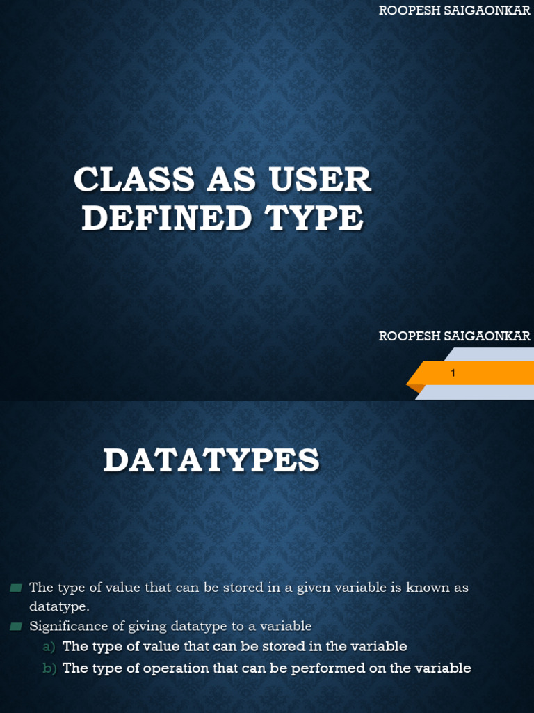 Class As User Defined Type Theory Pdf Class Computer Programming