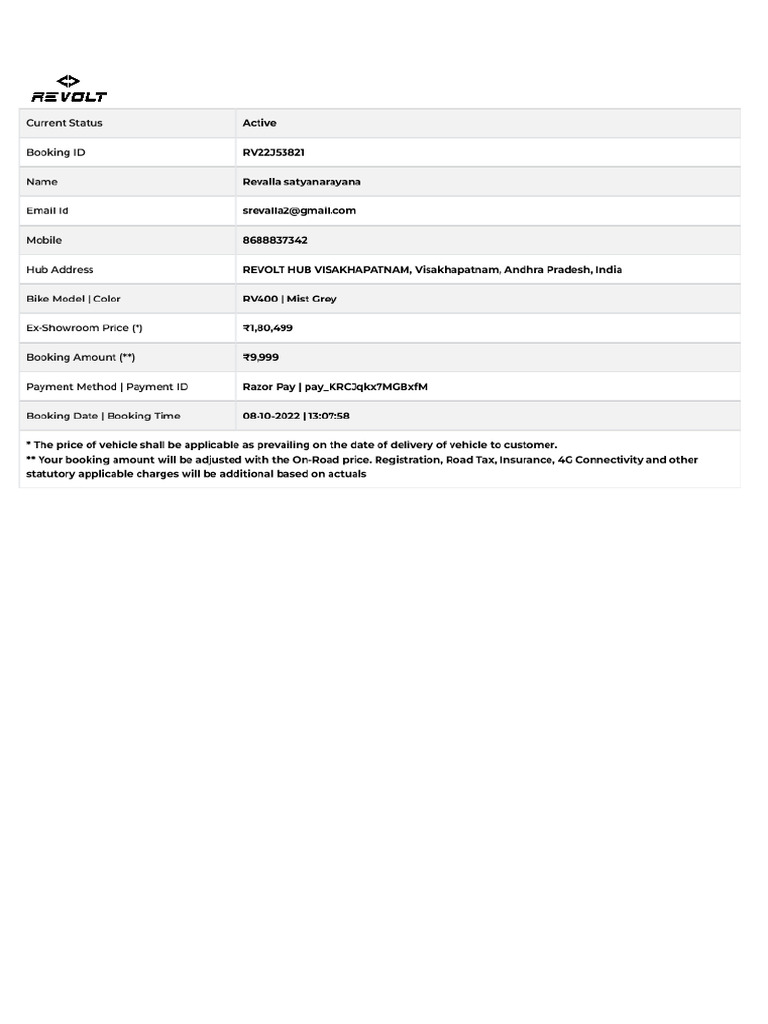 Receipt Booking | PDF