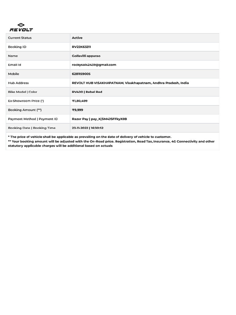 Receipt Booking | PDF