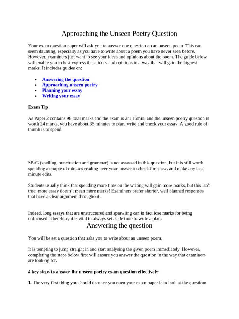 Mastering Unseen Poetry Analysis | PDF | Poetry | Essays