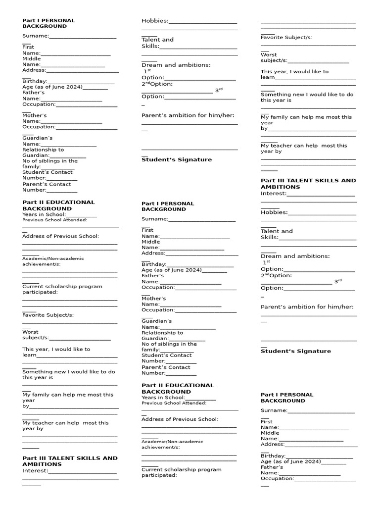 24-25 LEARNER'S PROFILE - Version 2 | PDF | Parent | Sexual Reproduction