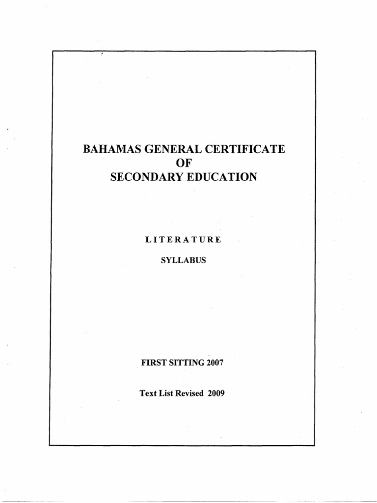 Bgcse Literature Syllabus Complete | PDF