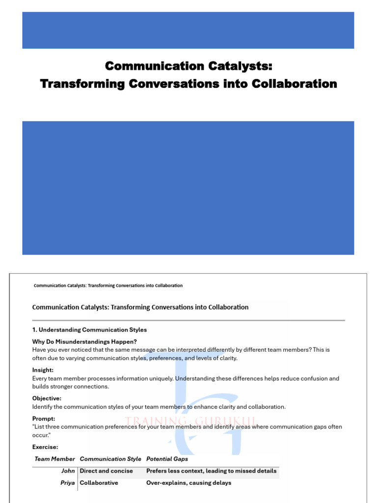 Communication Workbook-TG | PDF | Nonverbal Communication | Communication