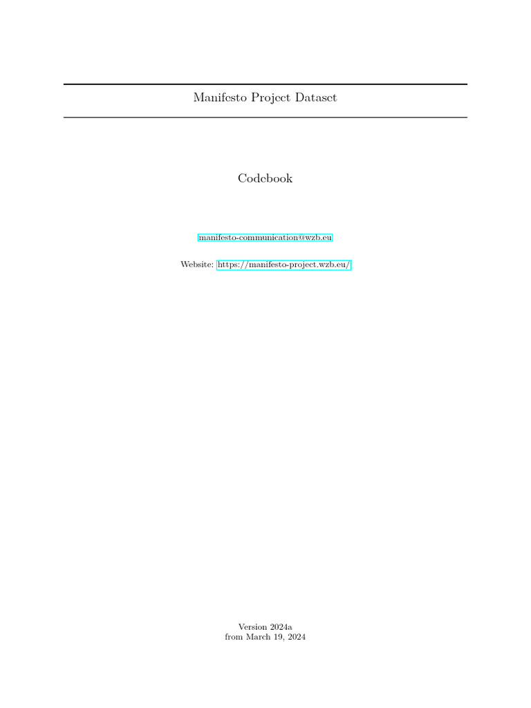 Manifesto Project Dataset Codebook 2024a | PDF | Democracy | Political Ideologies