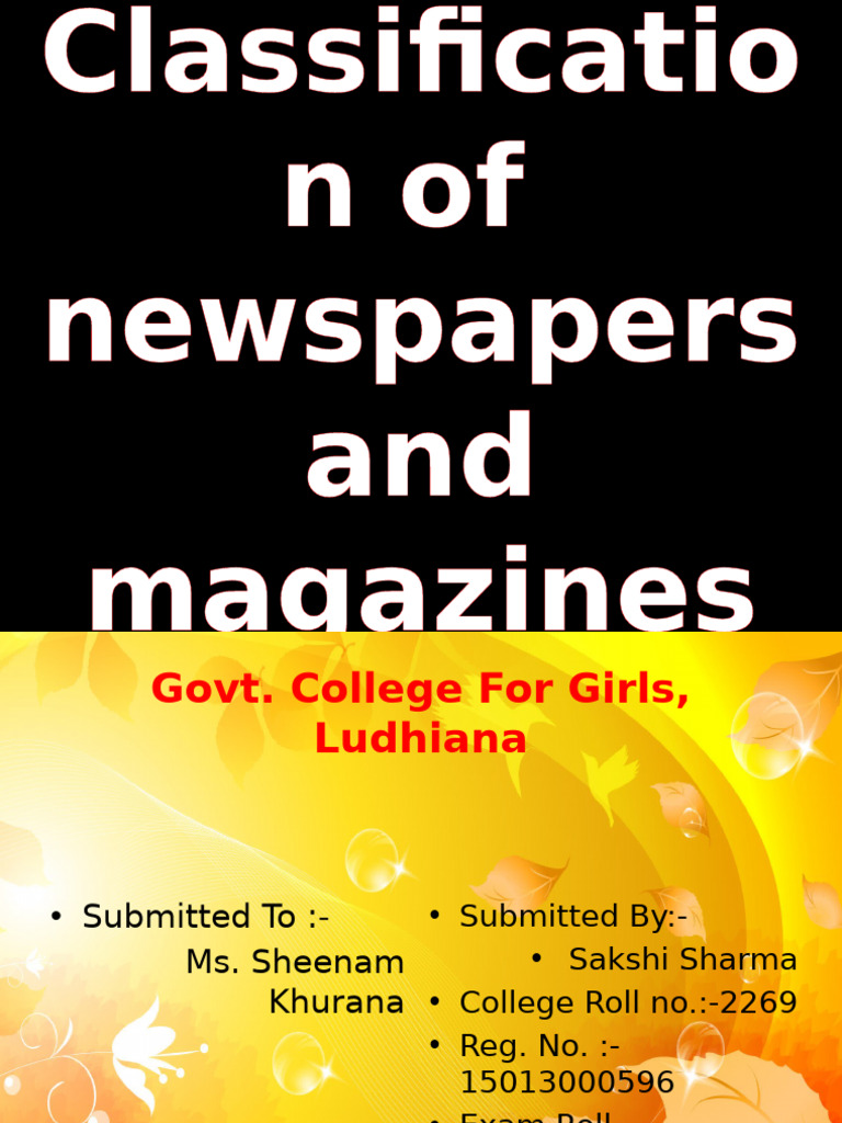 Classification of Newspaper and Magazines | PDF | Newspapers | Books